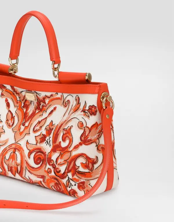 Dolce & Gabbana Calfskin Lock Shoulder And Crossbody Bag - Orange