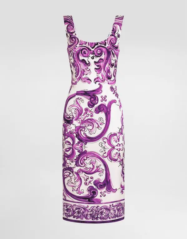 Dolce & Gabbana Majolica-print Long Charmeuse Dress Dresses - Multicolor