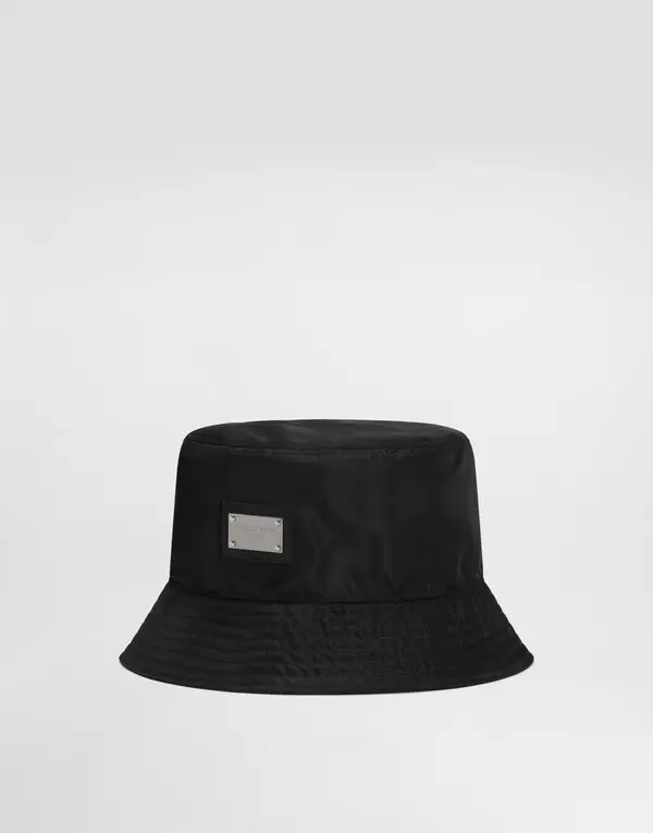 Dolce & Gabbana Nylon Bucket Hat With Branded Plate Hats And Gloves Cotton - Black