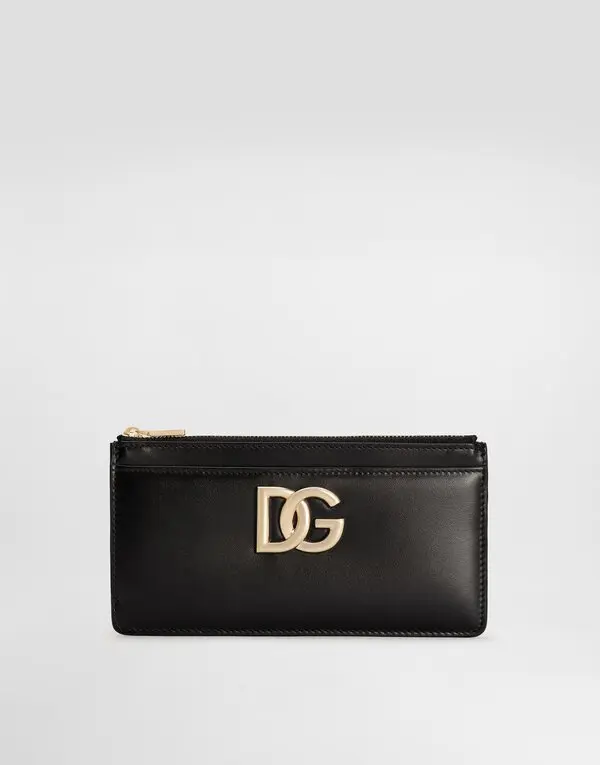 Dolce & Gabbana Large Calfskin Card Holder With Dg Logo Wallets And Small Leather Goods Leather - Black