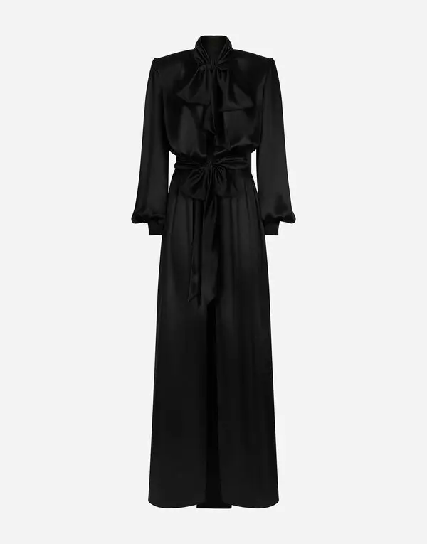 Dolce & Gabbana Long Silk Satin Dress With Front Slit Dresses
