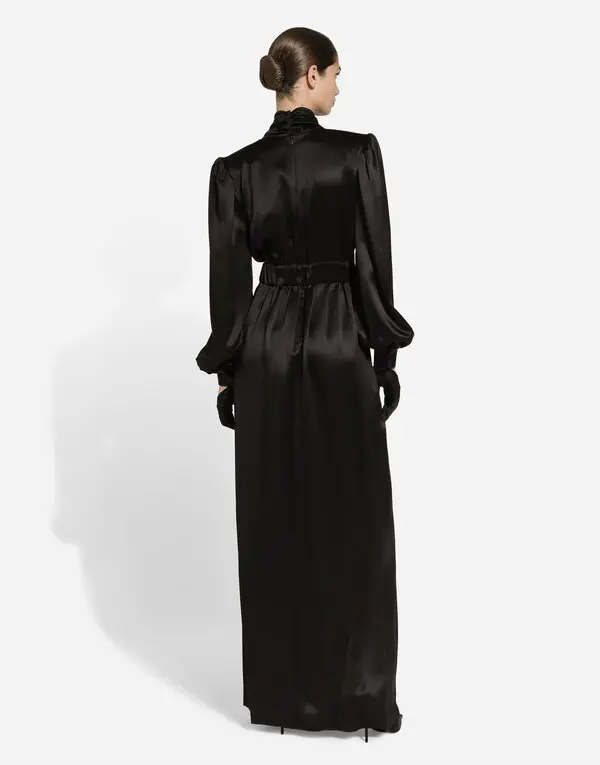Dolce & Gabbana Long Silk Satin Dress With Front Slit Dresses