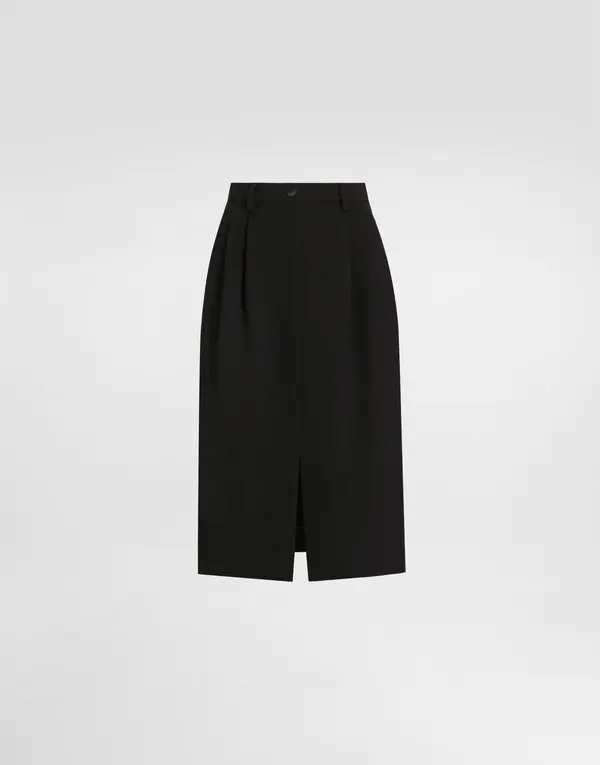 Dolce & Gabbana Double Wool Crêpe Midi Skirt