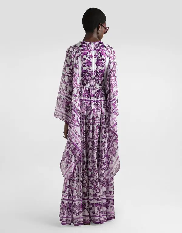 Dolce & Gabbana Majolica Print Chiffon Maxi Dress