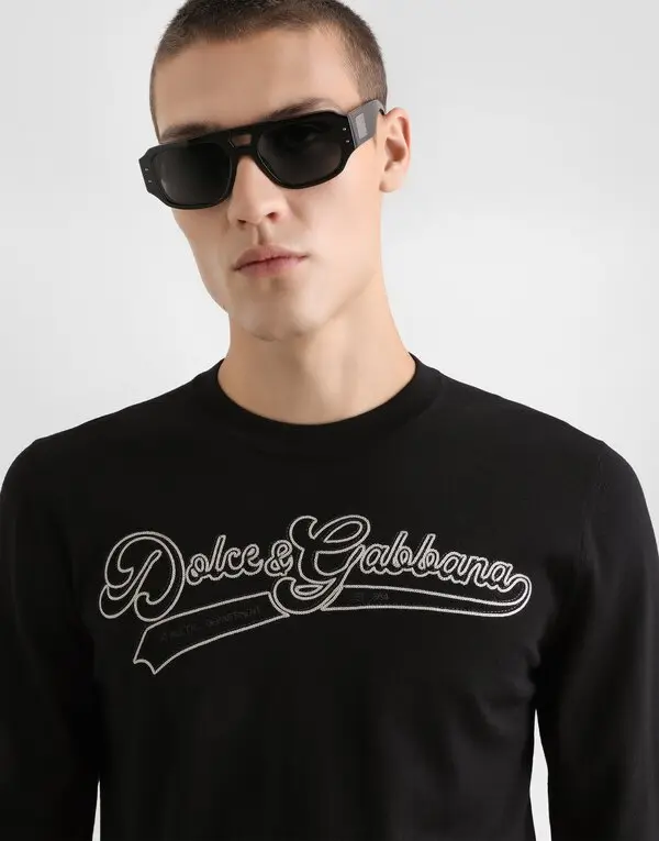 Dolce & Gabbana Virgin Wool Pullover With Embroidery Sweaters And Cardigans