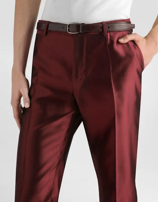 Dolce & Gabbana Burgundy Silk Shantung Trousers