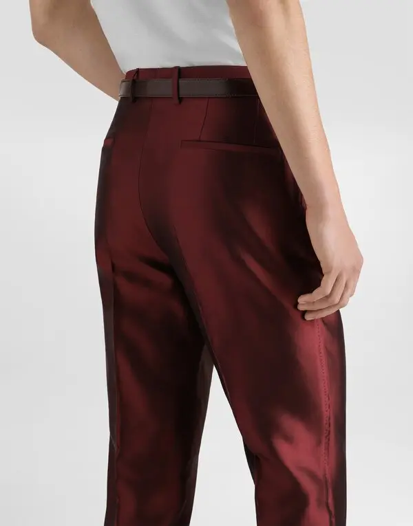 Dolce & Gabbana Burgundy Silk Shantung Trousers