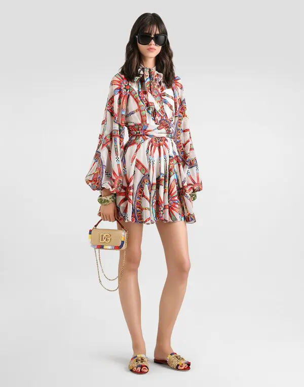 Dolce & Gabbana Carretto-print Devor� Twill Dress� Dresses