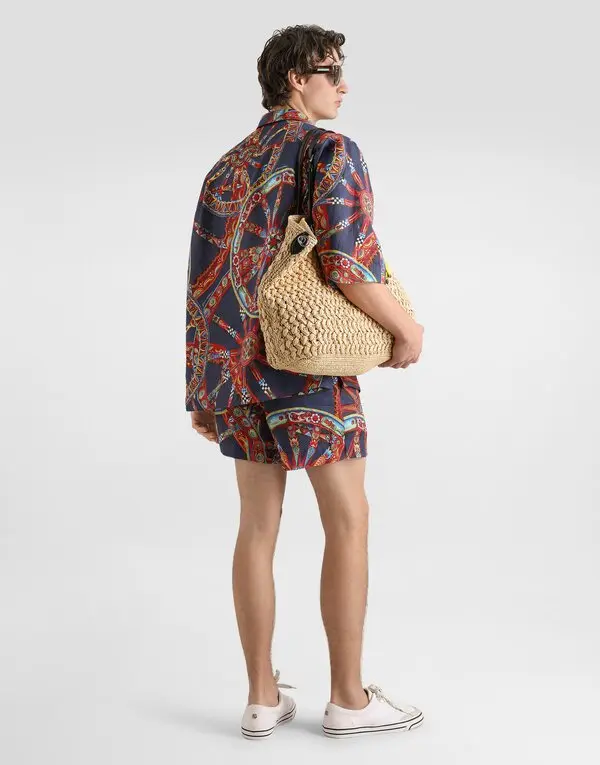 Dolce & Gabbana Carretto-print Linen Bermuda Shorts