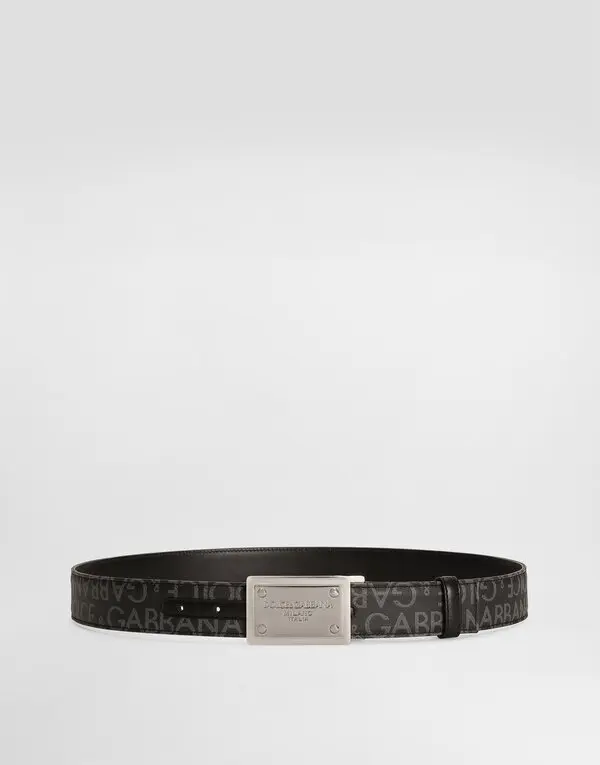 Dolce & Gabbana Coated Jacquard Belt With Logo Tag - Black