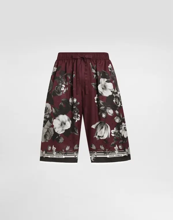Dolce & Gabbana Peony Ramage-print Vanity Twill Trousers Pants And Shorts - Multicolor