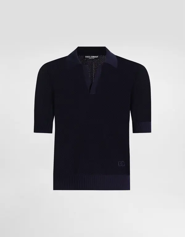 Dolce & Gabbana Micro-pattern Cotton Polo Shirt Sweaters And Cardigans