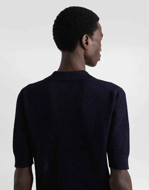Dolce & Gabbana Micro-pattern Cotton Polo Shirt Sweaters And Cardigans