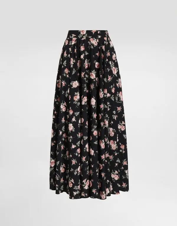 Dolce & Gabbana Vintage Roses-print Charmeuse Circle Skirt Skirts - Multicolor