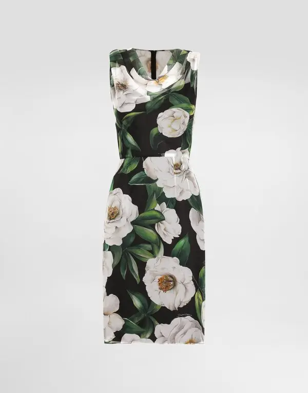 Dolce & Gabbana Gardenia- Chiffon Midi Dress Dresses - Print