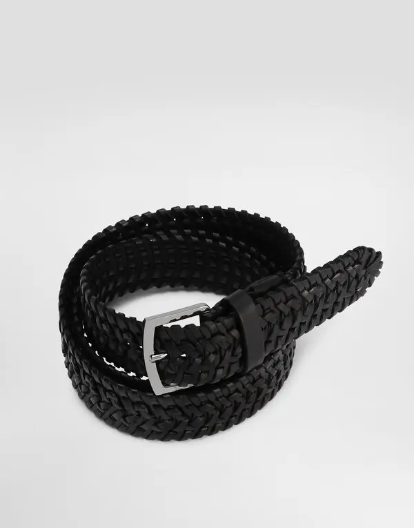 Dolce & Gabbana Woven Leather Belt Belts - Black