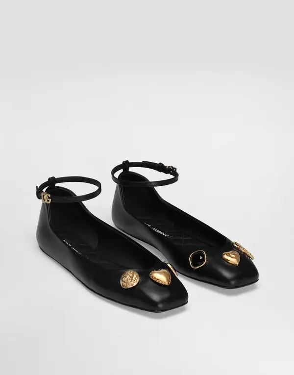 Dolce & Gabbana Leather Ballet Flats With Embellished Detailing