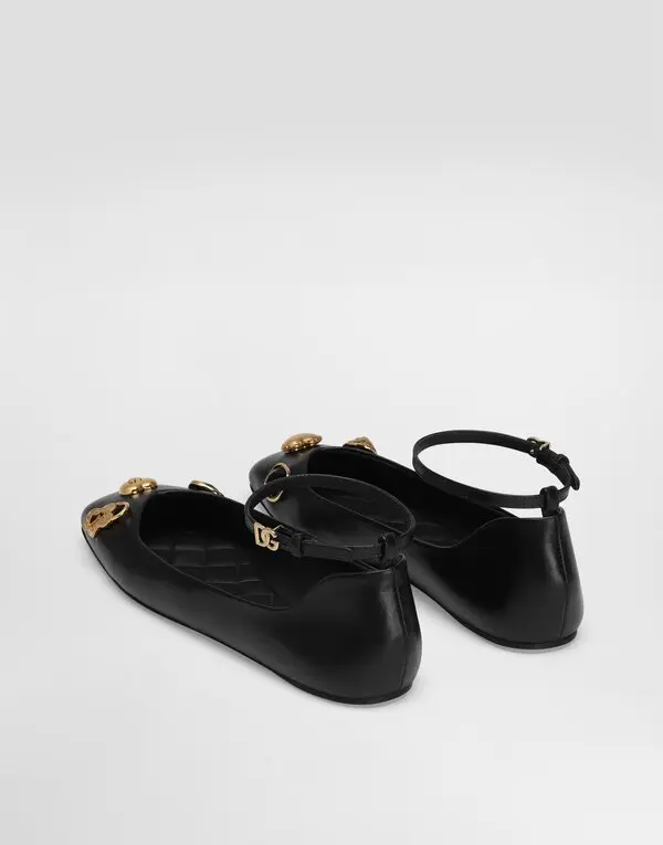 Dolce & Gabbana Leather Ballet Flats With Embellished Detailing