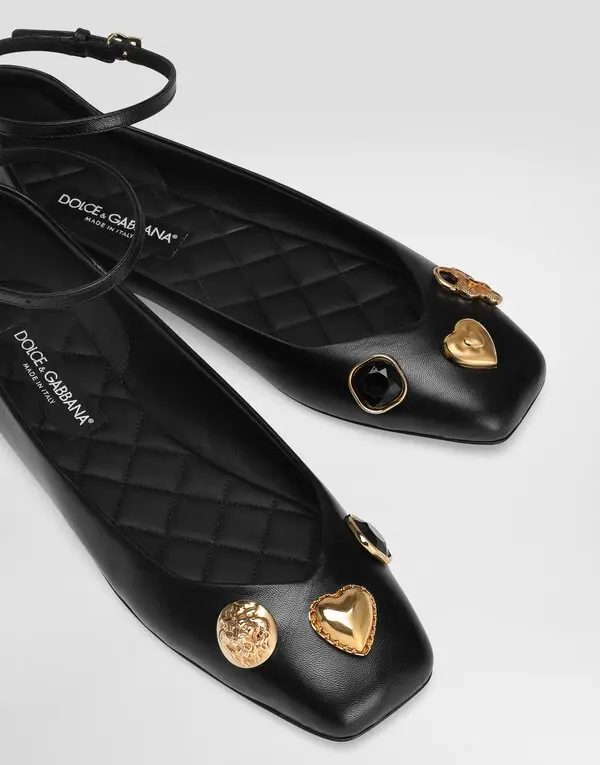 Dolce & Gabbana Leather Ballet Flats With Embellished Detailing