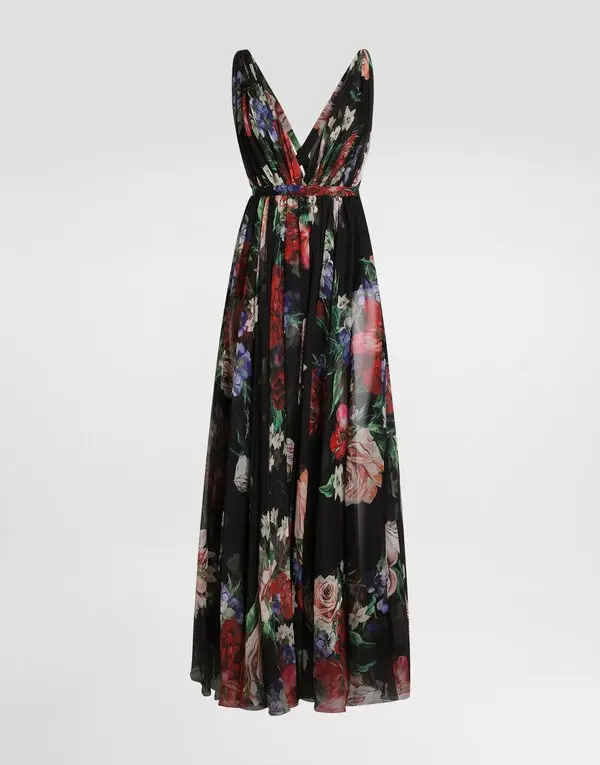 Dolce & Gabbana Floral Chiffon Maxi Dress