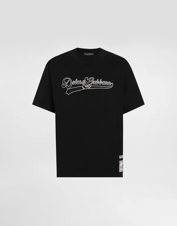 Dolce & Gabbana Cotton T-shirt With Embroidery T-shirts And Polos - Black