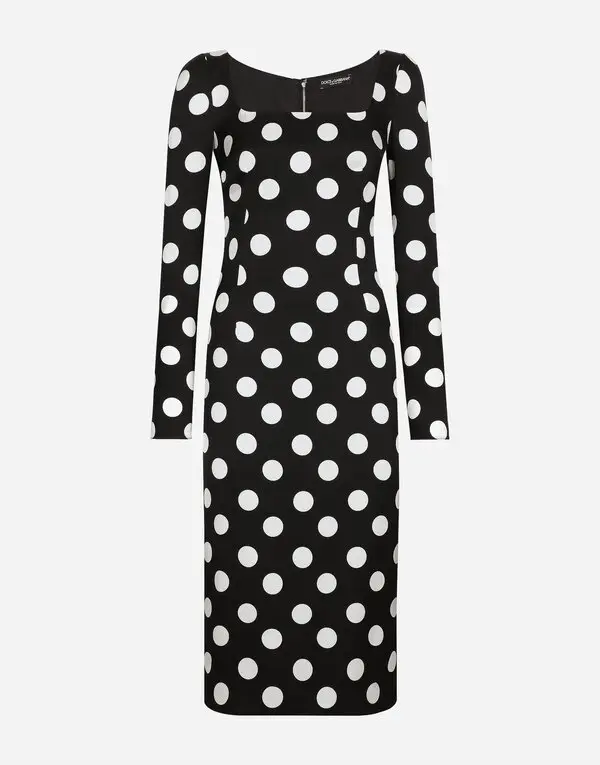 Dolce & Gabbana Silk Charmeuse Sheath Dress With Polka Dot
