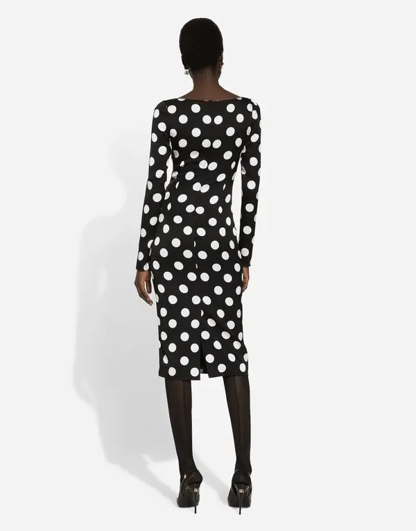 Dolce & Gabbana Silk Charmeuse Sheath Dress With Polka Dot