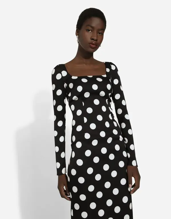 Dolce & Gabbana Silk Charmeuse Sheath Dress With Polka Dot