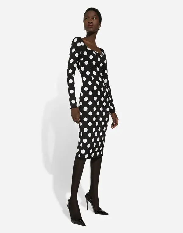 Dolce & Gabbana Silk Charmeuse Sheath Dress With Polka Dot