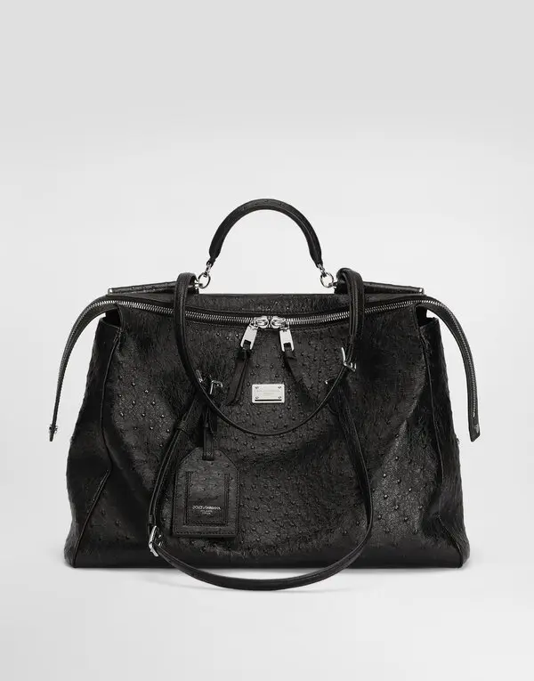 Dolce & Gabbana Printed Leather Handbag - Black