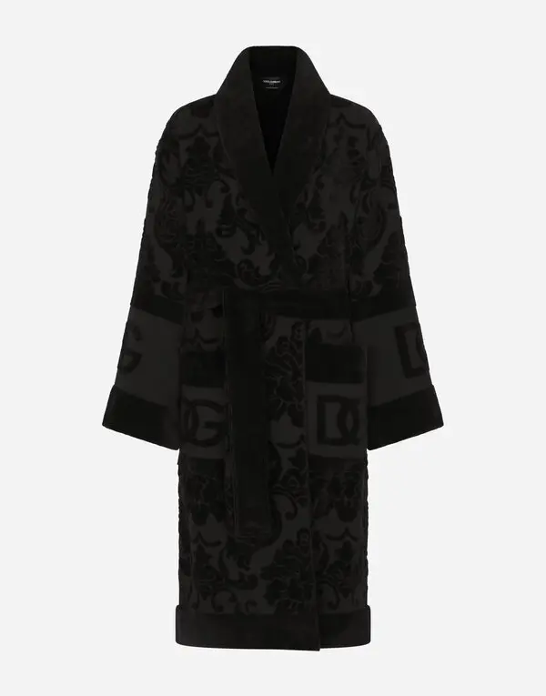 Dolce & Gabbana Bath Robe In Terry Cotton Jacquard Monochrome Bathrobes - Multicolor