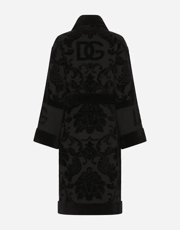 Dolce & Gabbana Bath Robe In Terry Cotton Jacquard Monochrome Bathrobes - Multicolor