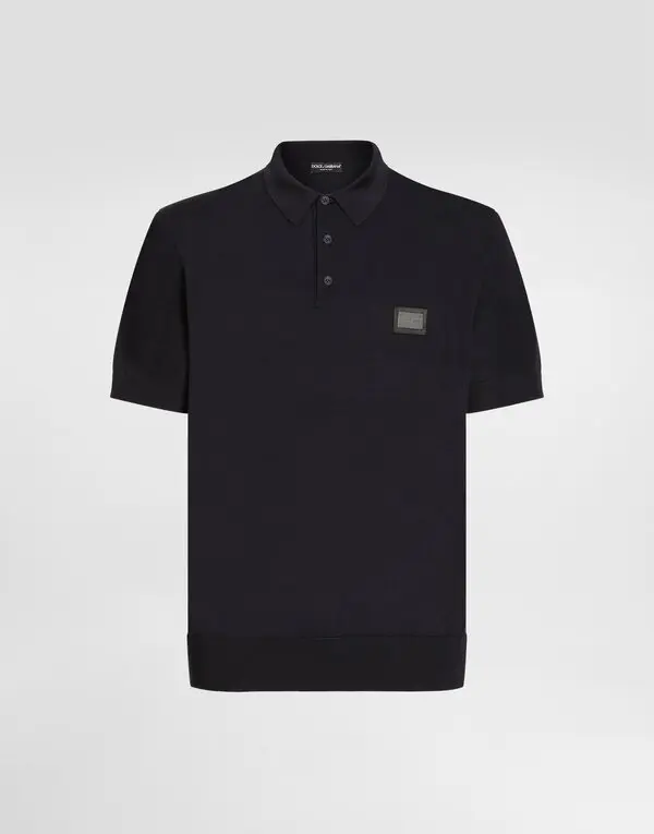 Dolce & Gabbana Wool Polo-shirt With Branded Tag Sweaters And Cardigans Wool - Blue