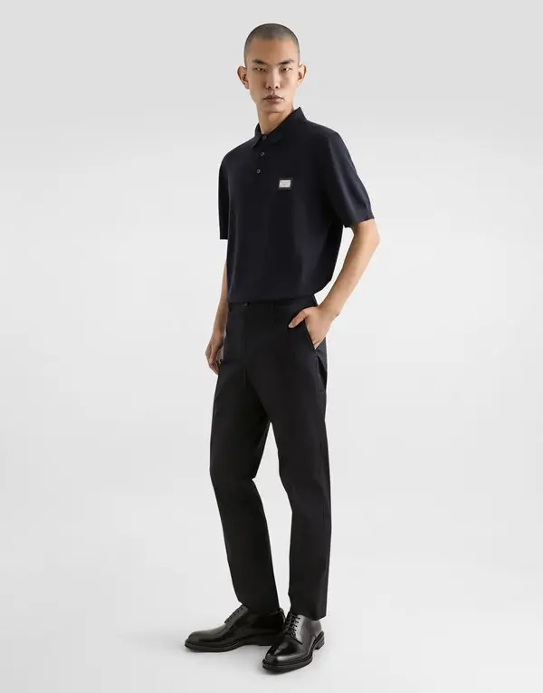 Dolce & Gabbana Wool Polo-shirt With Branded Tag Sweaters And Cardigans Wool - Blue