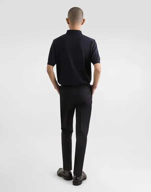 Dolce & Gabbana Wool Polo-shirt With Branded Tag Sweaters And Cardigans Wool - Blue