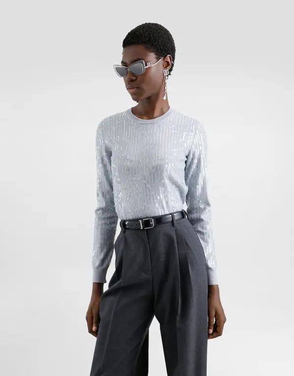 Dolce & Gabbana Sequin Embellished Crew Neck Sweater