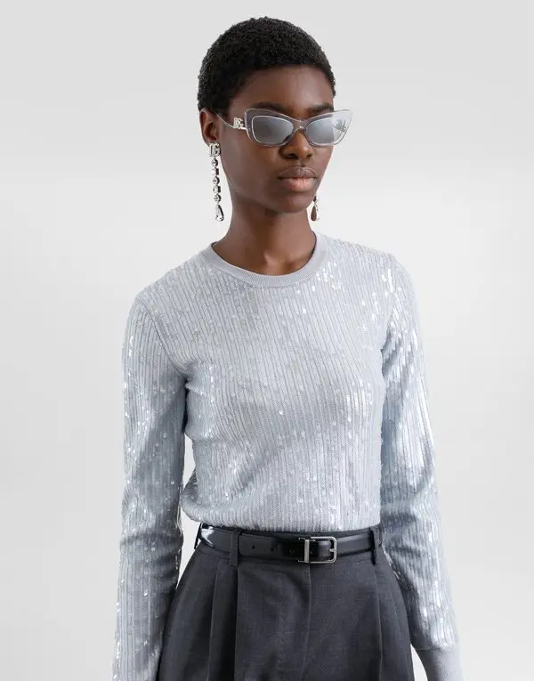 Dolce & Gabbana Sequin Embellished Crew Neck Sweater