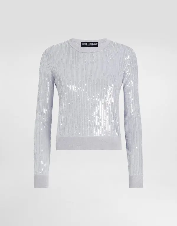 Dolce & Gabbana Sequin-embellished Crew-neck Sweater - Grey