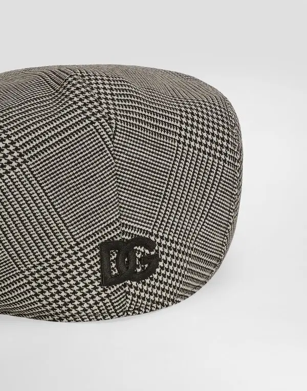 Dolce & Gabbana Virgin Wool Glen Plaid Flat Cap Hats And Gloves