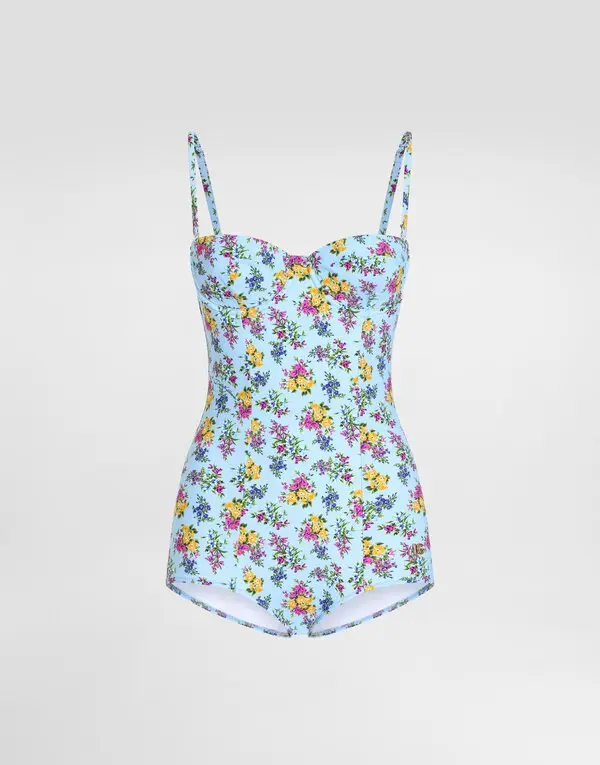 Dolce & Gabbana Small Floral-print Balconette One-piece Swimsuit - Multicolor