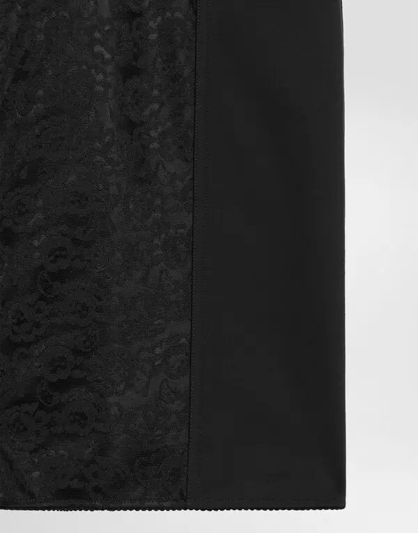 Dolce & Gabbana Sheath Dress In Elastic Fabric And Lace - Black