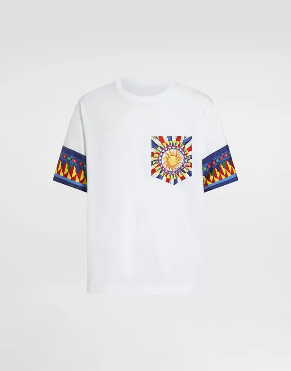 Dolce & Gabbana Cotton T-shirt With Carretto-print T-shirts And Polos - Multicolor