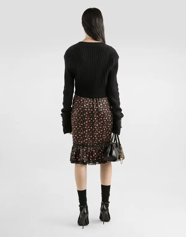 Dolce & Gabbana Rose-print Flounce Skirt - Multicolor