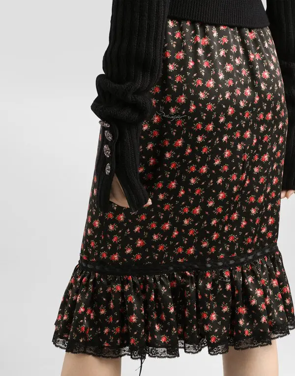 Dolce & Gabbana Rose-print Flounce Skirt - Multicolor