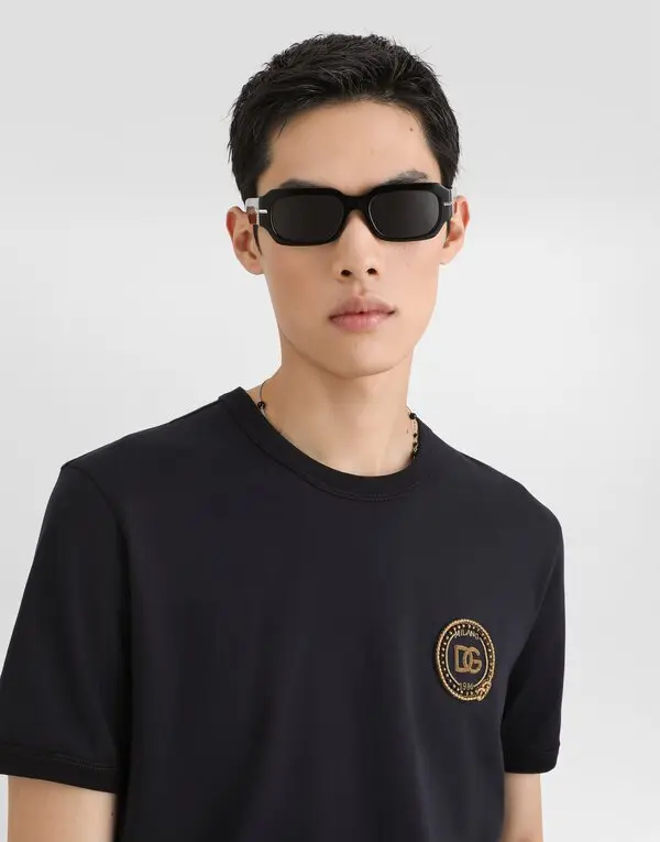 Dolce & Gabbana Cotton T-shirt With Patch T-shirts And Polos - Blue