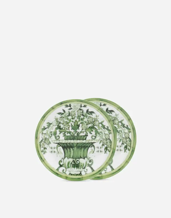 Dolce & Gabbana Set 2 Porcelain Bread Plates Bread Plates - Multicolor