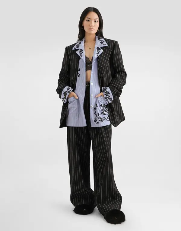 Dolce & Gabbana Sicilia Single-breasted Pinstripe Jacket In Wool And Linen