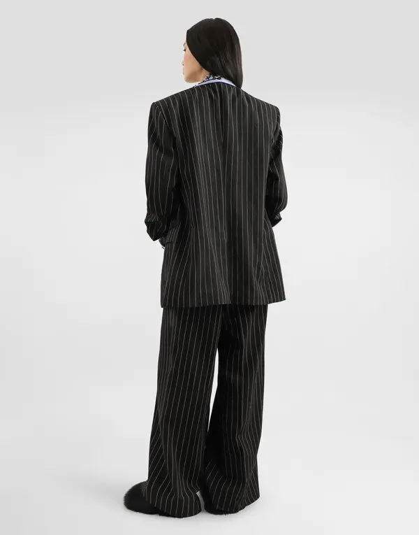 Dolce & Gabbana Sicilia Single-breasted Pinstripe Jacket In Wool And Linen