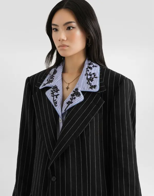 Dolce & Gabbana Sicilia Single-breasted Pinstripe Jacket In Wool And Linen