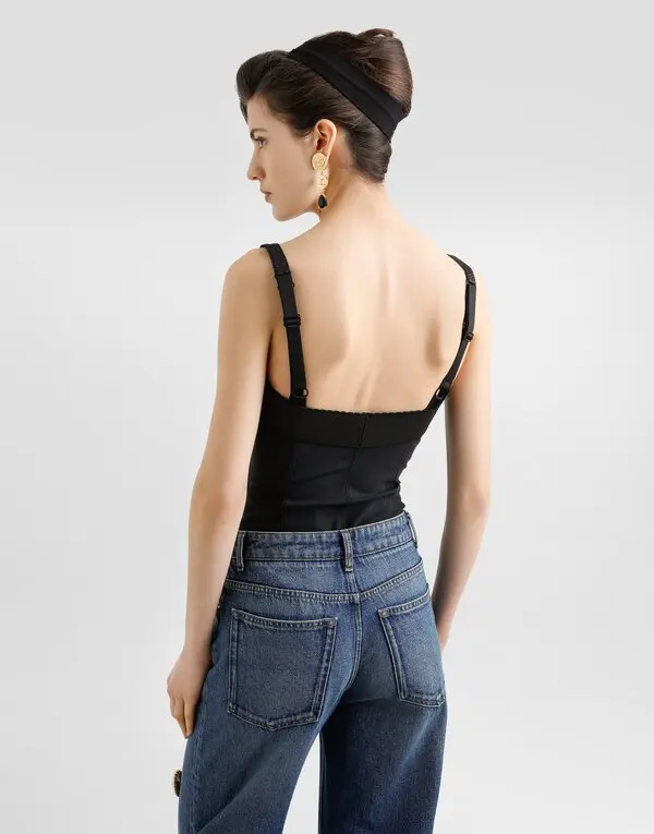 Dolce & Gabbana Elastic Satin Bustier Top Shirts And Tops